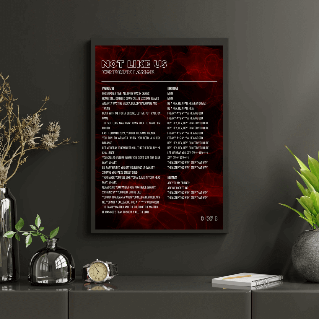 Digital Print Not Like Us Lyrics Kendrick Lamar Part Three